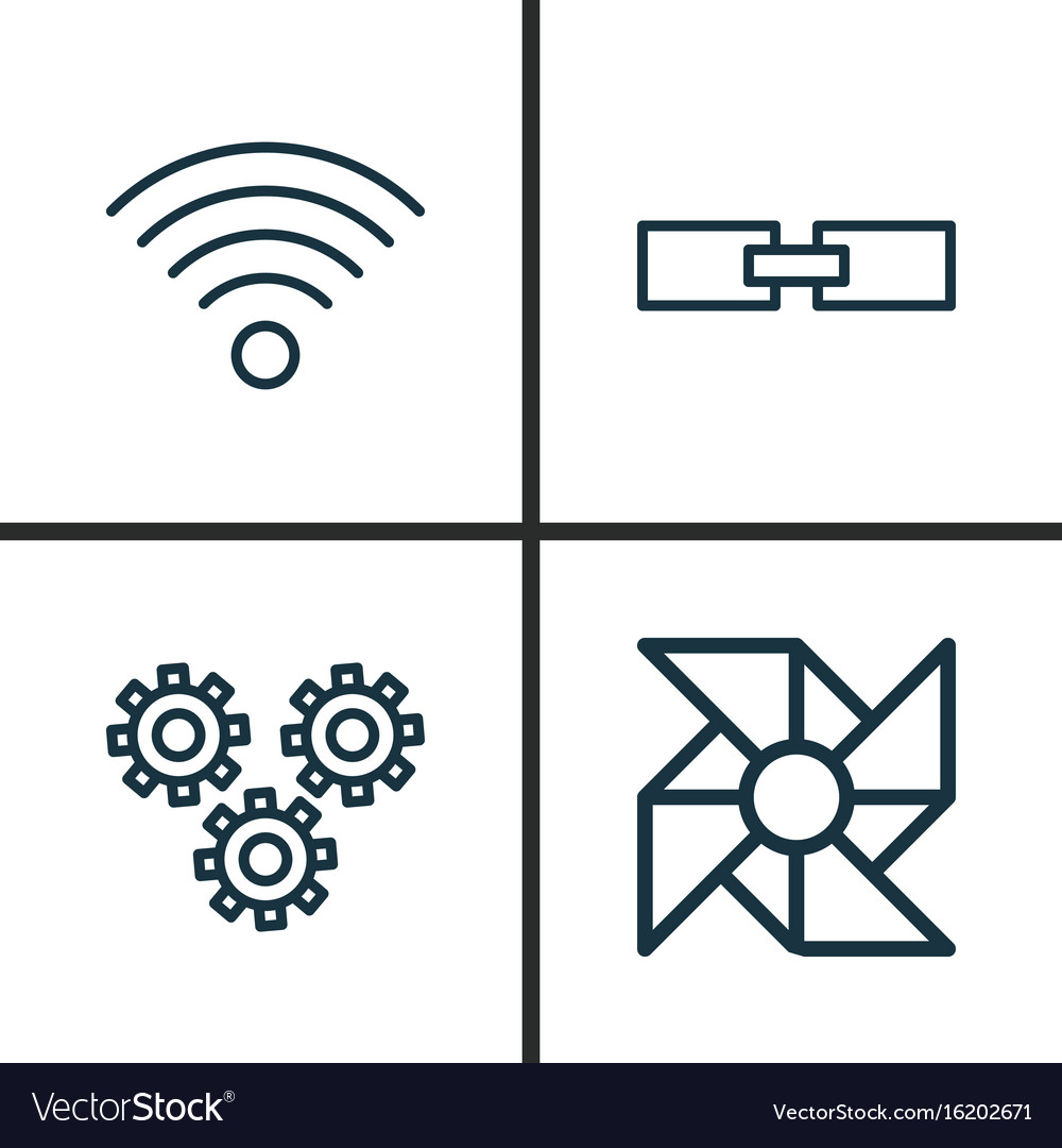 Robotics icons set collection of laptop Royalty Free Vector