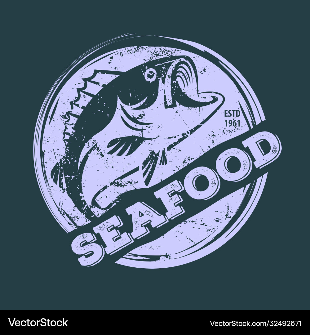 Seafood design concept with bass fish Royalty Free Vector
