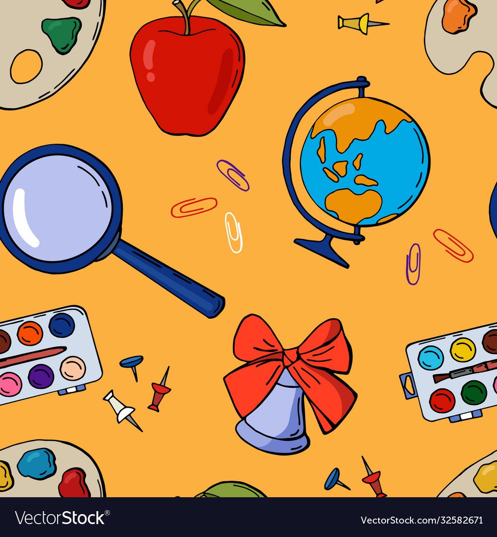 Seamless pattern school elements paints palet Vector Image