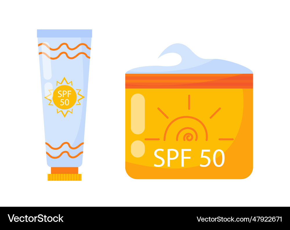 Set of sunscreens concept Royalty Free Vector Image
