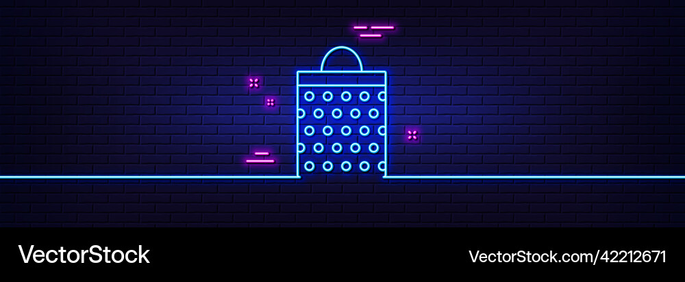 Shopping bag with circles line icon neon light Vector Image
