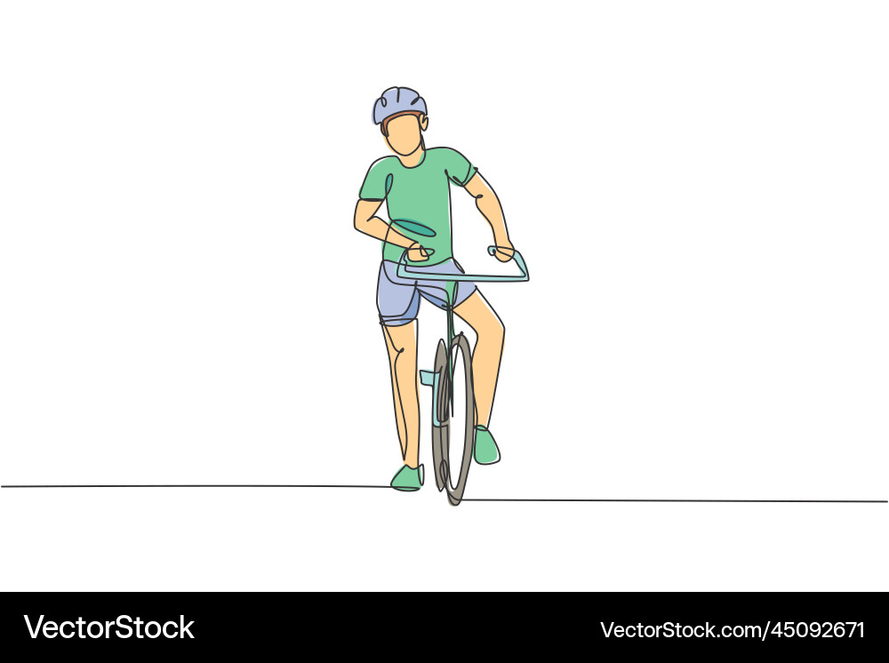 Single continuous line drawing of young agile man Vector Image