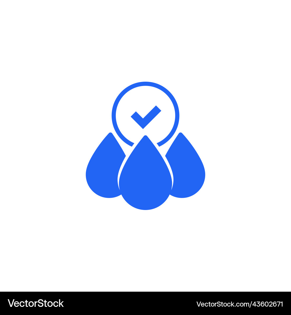 Water check icon with drops Royalty Free Vector Image