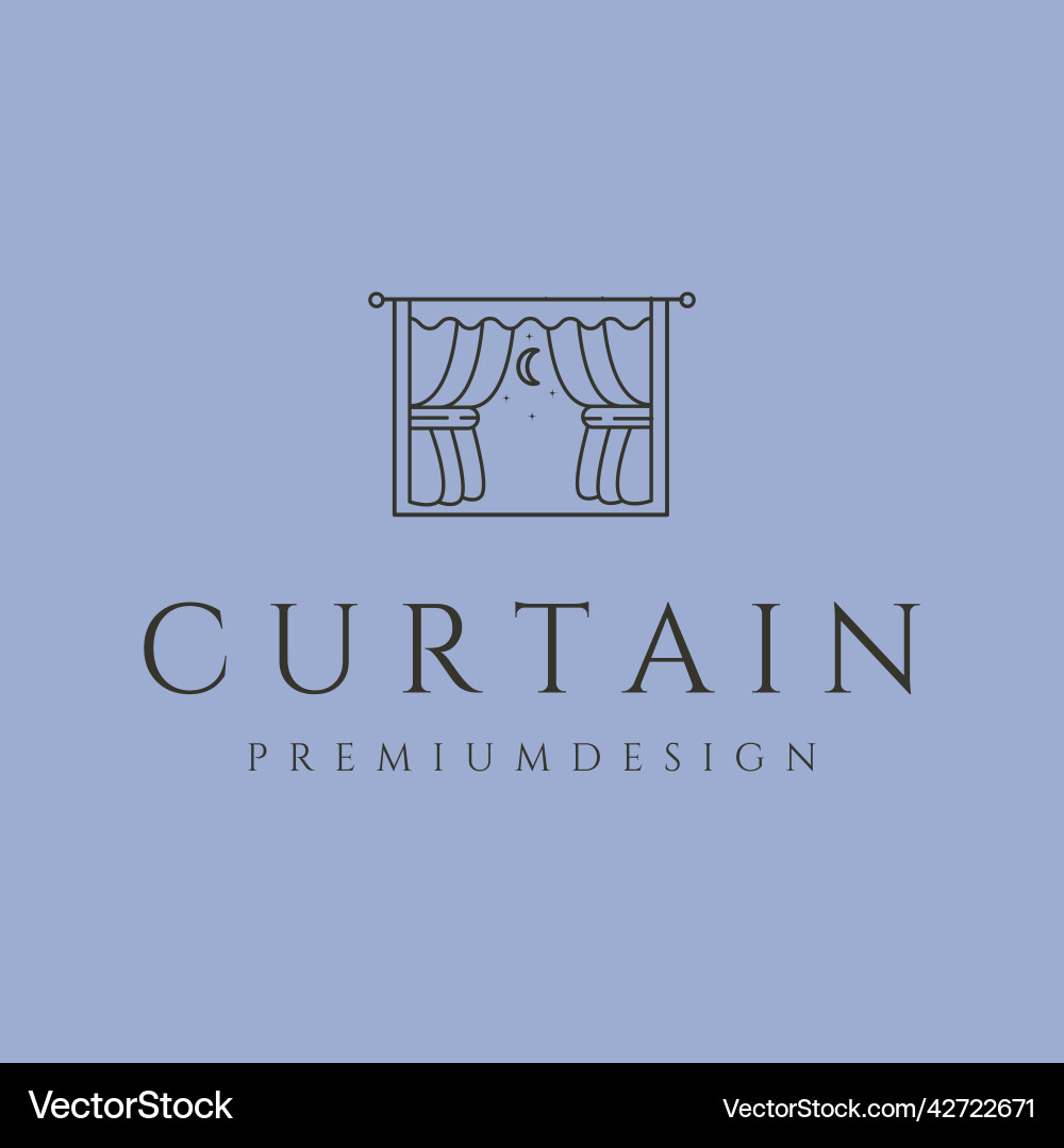 Window curtain line art logo symbol design Vector Image