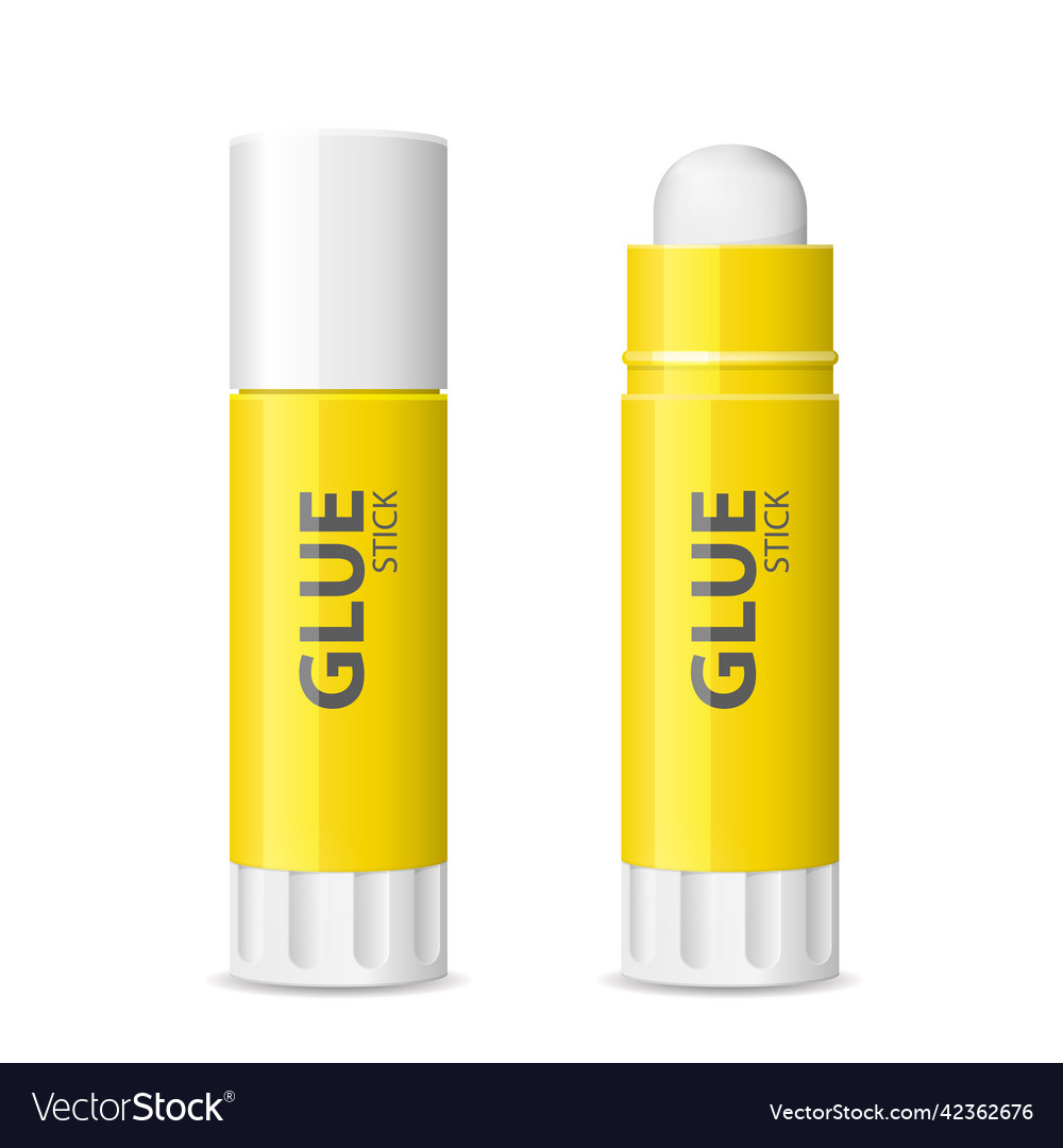 Glue stick with lid open and closed school Vector Image