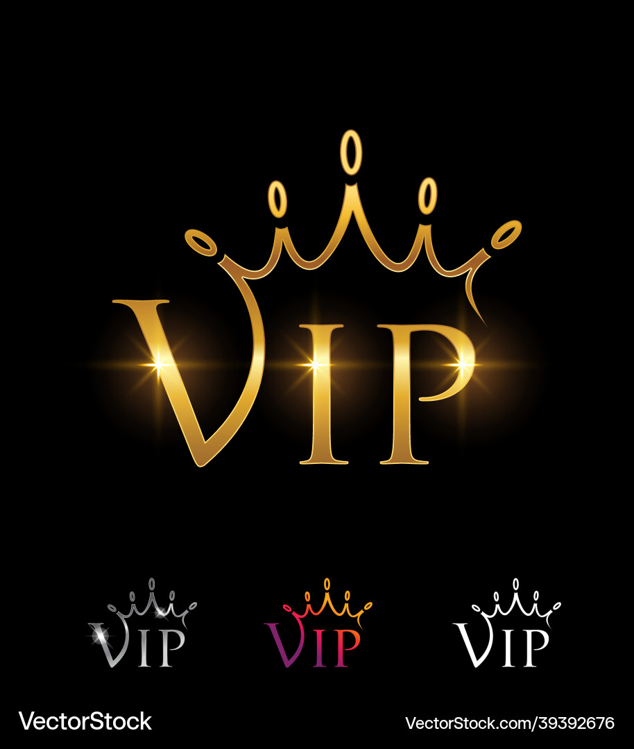 Golden vip letters sign Royalty Free Vector Image