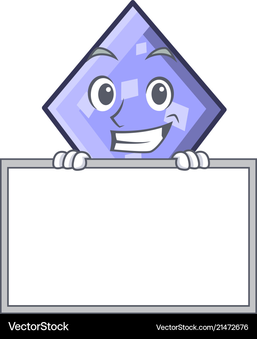 Grinning with board rhombus character cartoon Vector Image
