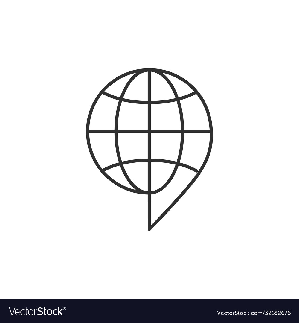 Map pointer with earth globe linear icon editable Vector Image