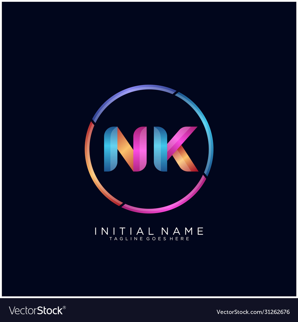 Nk letter logo icon design template elements Vector Image
