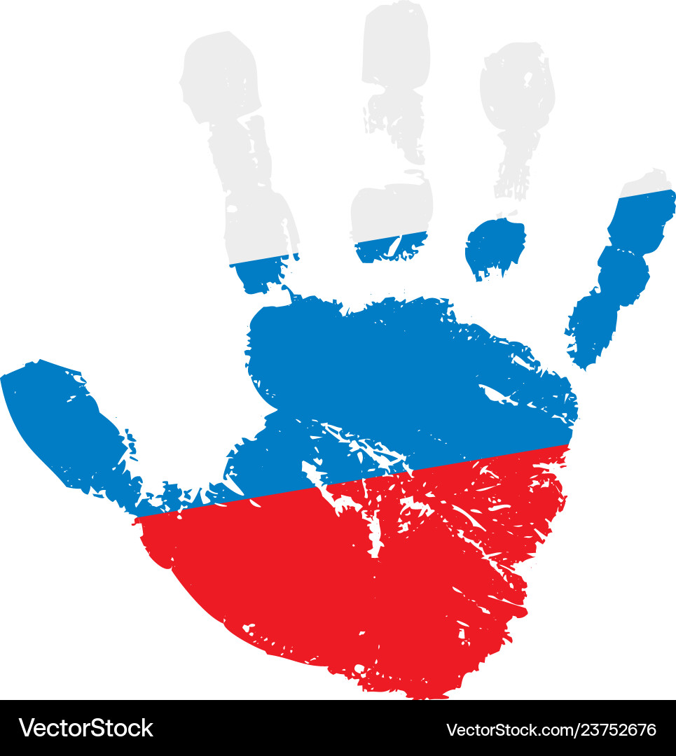 Russia flag and hand on white background Vector Image