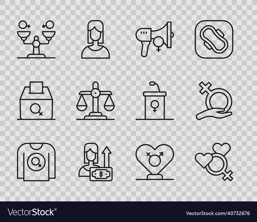 Set Line Feminist Shirt Female Gender Activist Vector Image