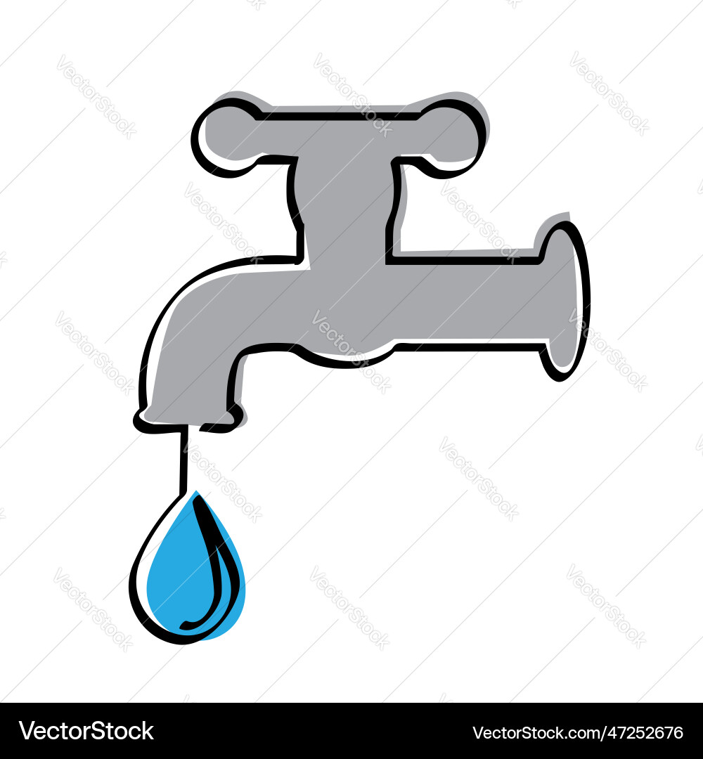 Simple sketch watertap and drop single one line Vector Image