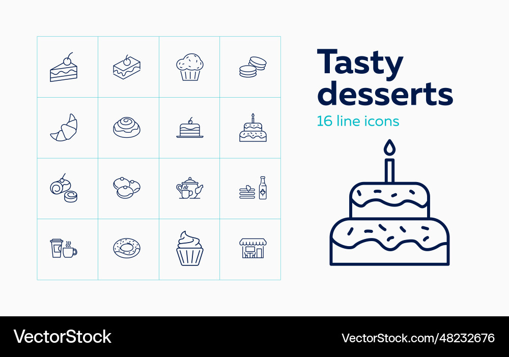 Tasty desserts icons Royalty Free Vector Image