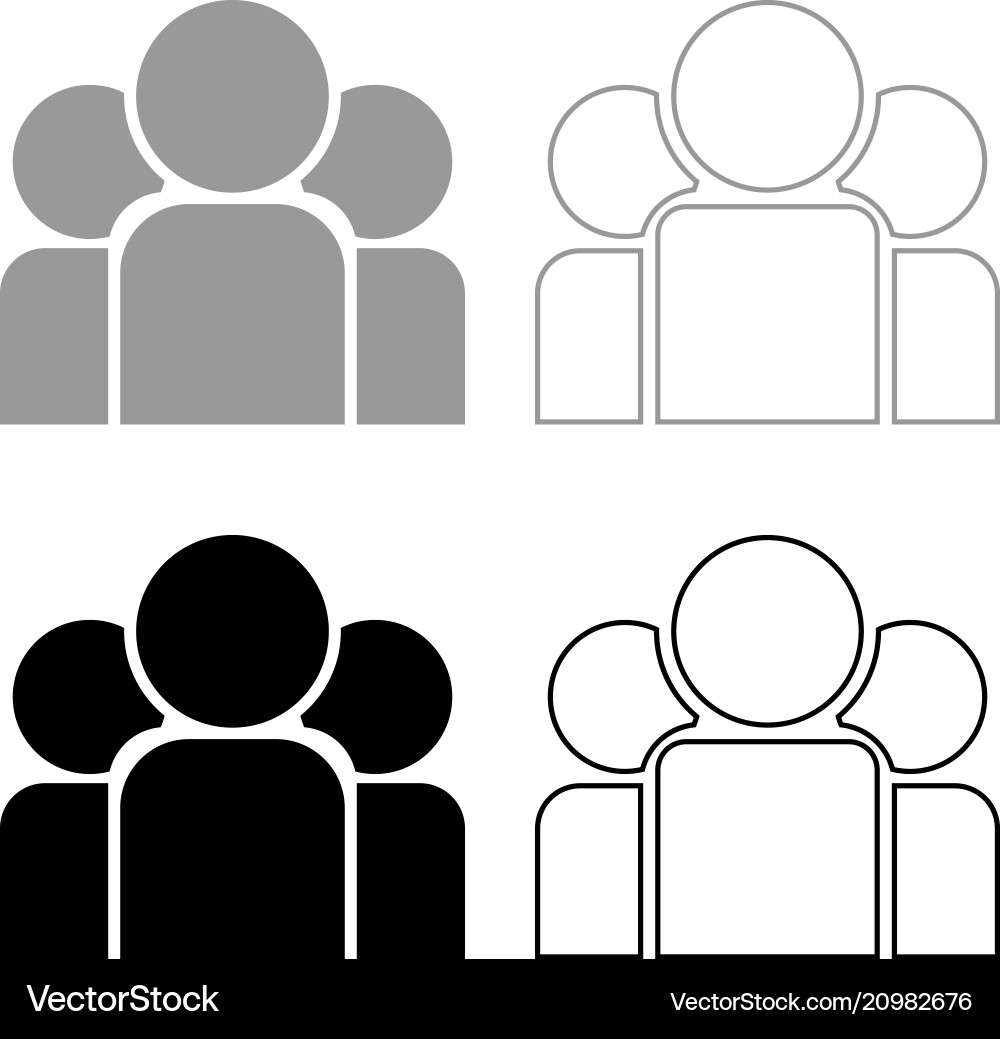 Team people icon set grey black color Royalty Free Vector