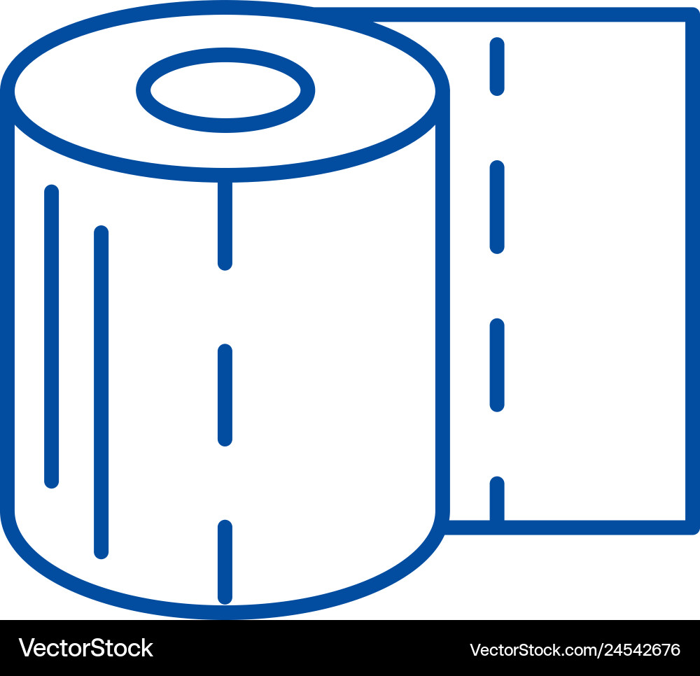Toilet paper line icon concept flat Royalty Free Vector