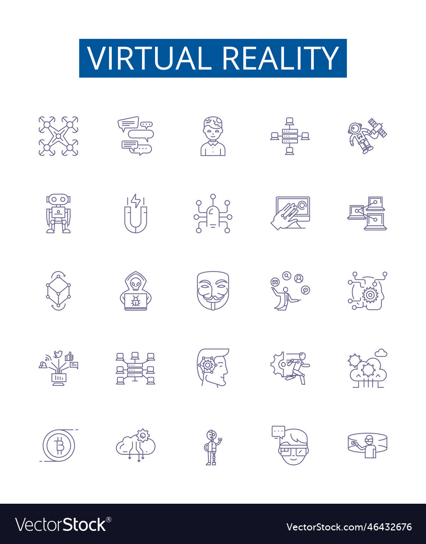 Virtual reality line icons signs set design Vector Image Virtual reality line icons signs set design Vector Image
