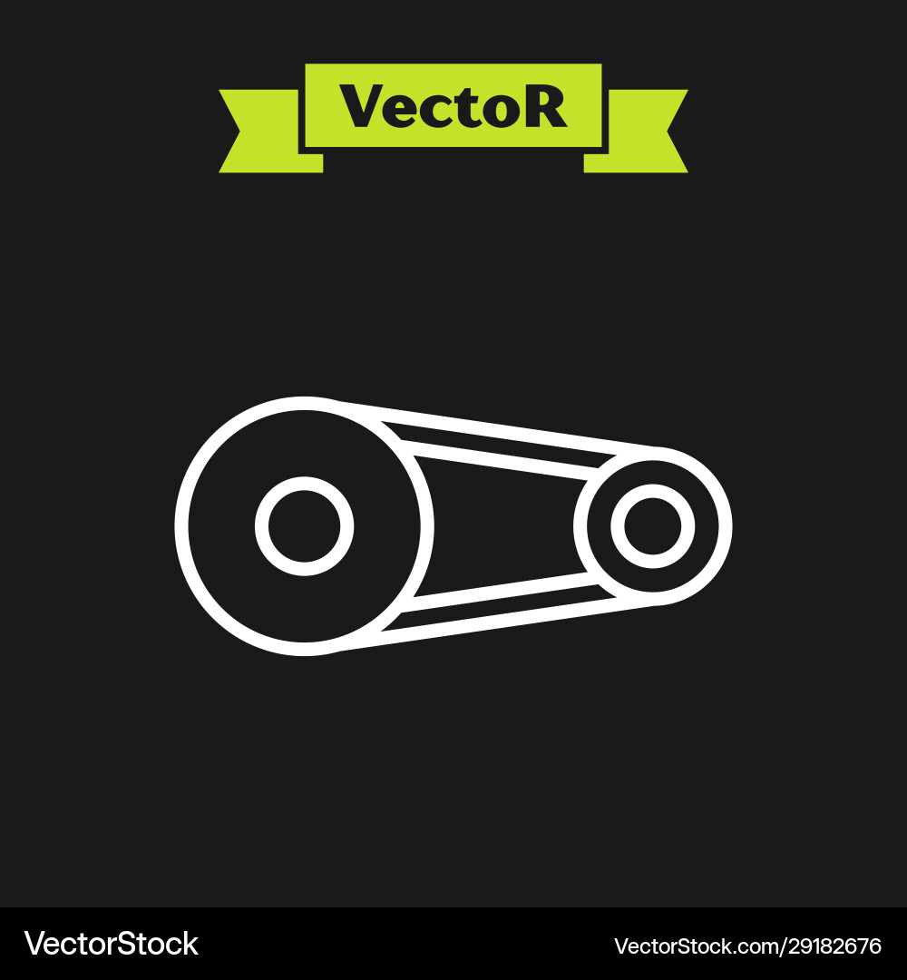 White line timing belt kit icon isolated on black Vector Image
