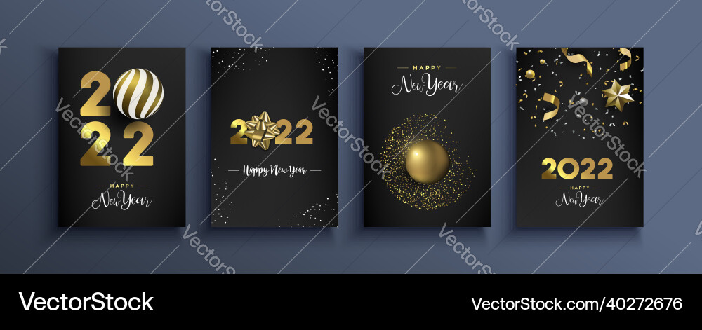 Year 2022 gold 3d geometric card Royalty Free Vector Image