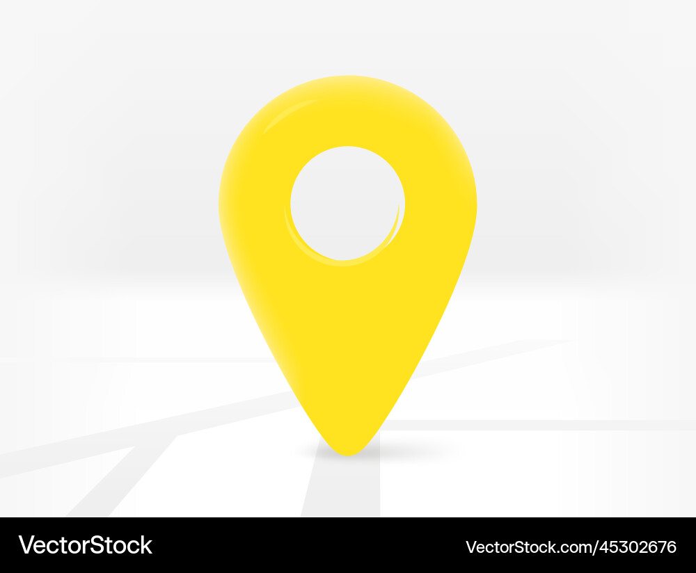Yellow location pin with road map 3d isolated Vector Image
