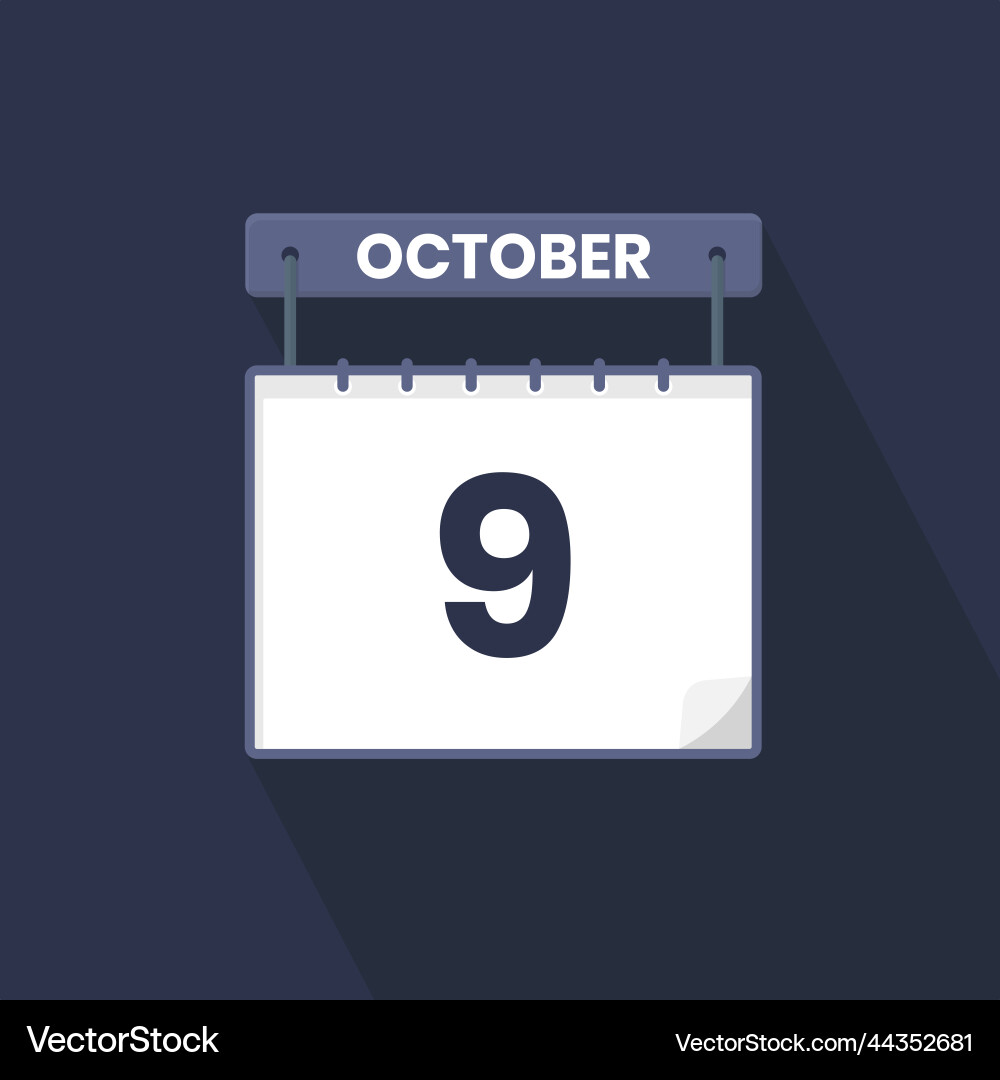 9th october calendar icon october calendar date Vector Image