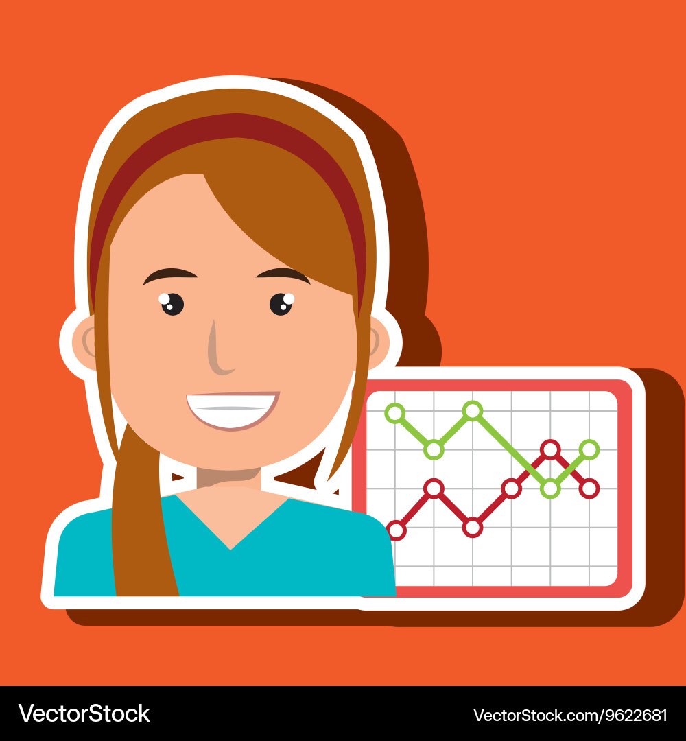 Businessperson with statistic graph isolated icon Vector Image
