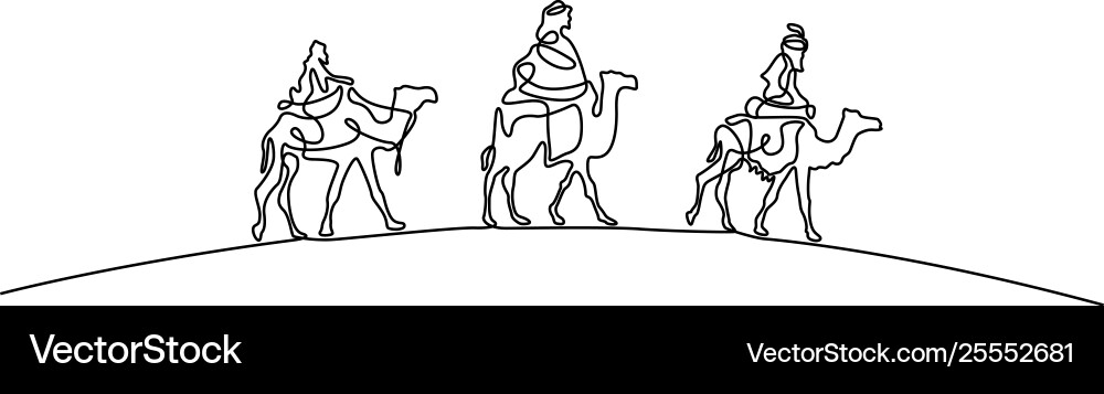 Caravan camels in desert three new Royalty Free Vector Image