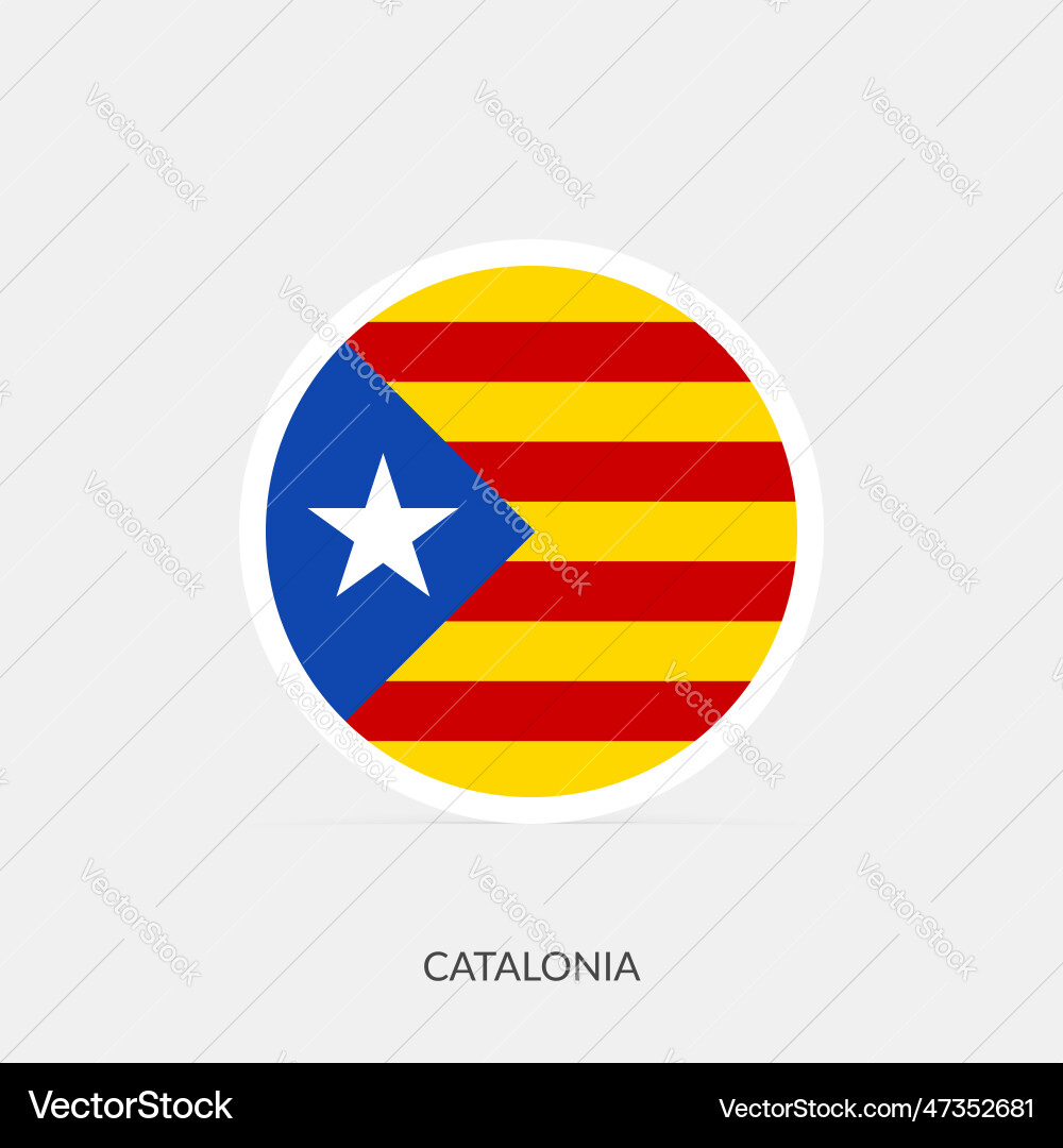 Catalonia round flag icon with shadow Royalty Free Vector