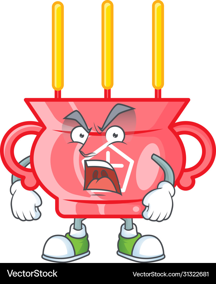 Chinese red incensecartoon having angry face Vector Image
