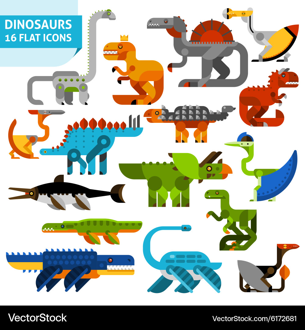 Dinosaur Icons Set Royalty Free Vector Image - VectorStock