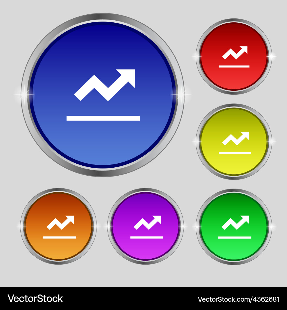 Graph chart diagram icon sign round symbol Vector Image