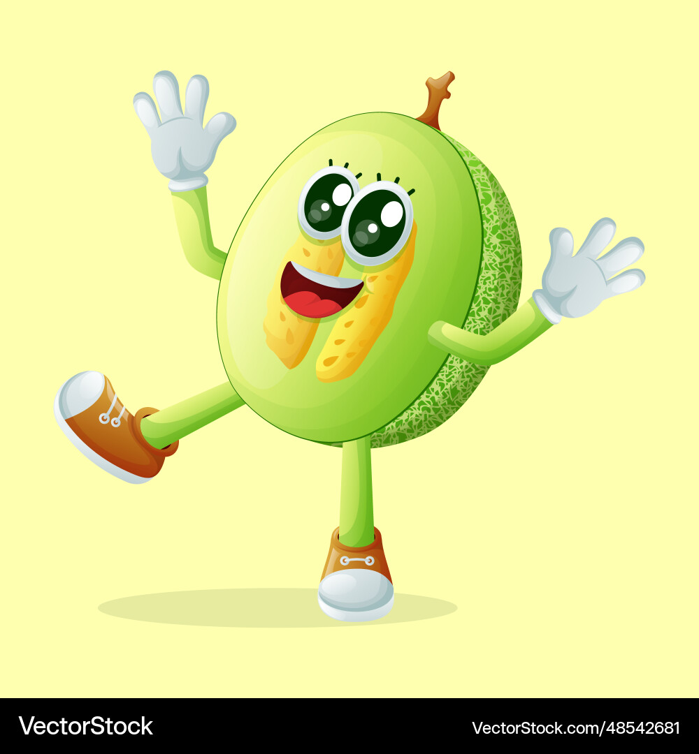 Honeydew melon character smiling with a happy Vector Image