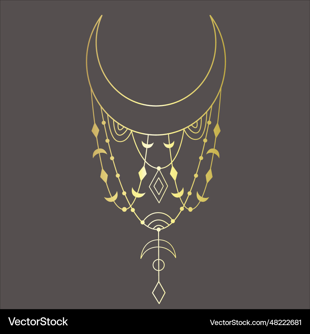 Line art design with crescent on the dark Vector Image