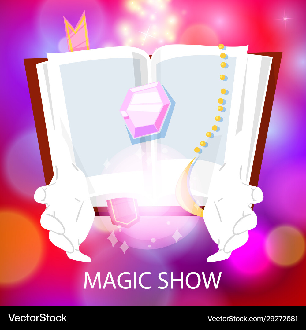 Magic show poster with illusionist hands in white Vector Image