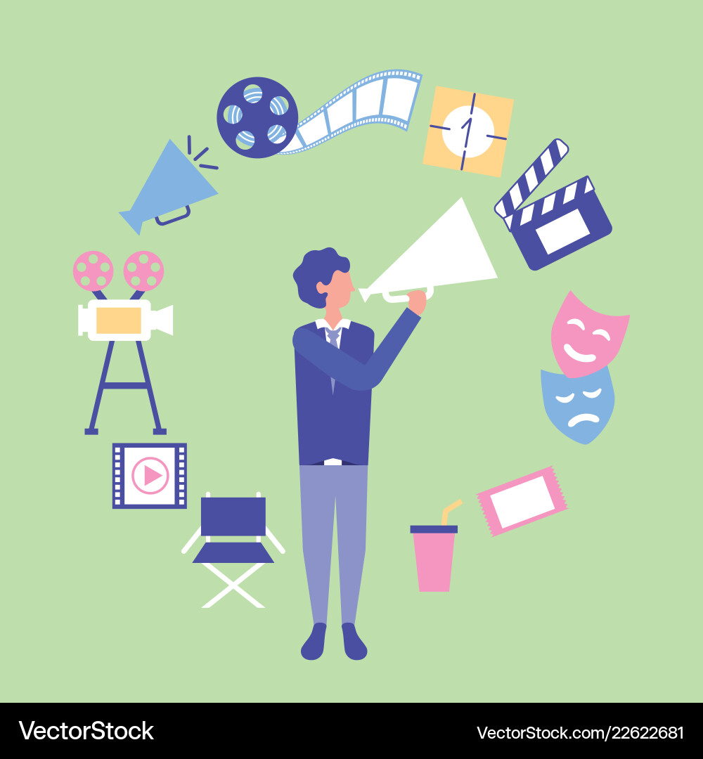 Movie people production Royalty Free Vector Image