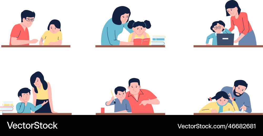 Parents reading and support teaching child mother Vector Image
