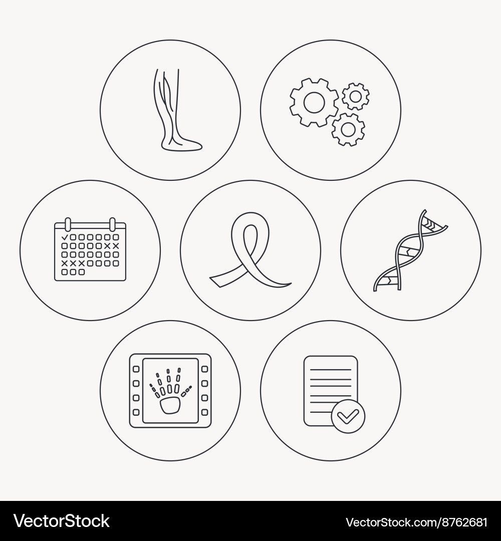Phlebology dna and x-ray icons Royalty Free Vector Image