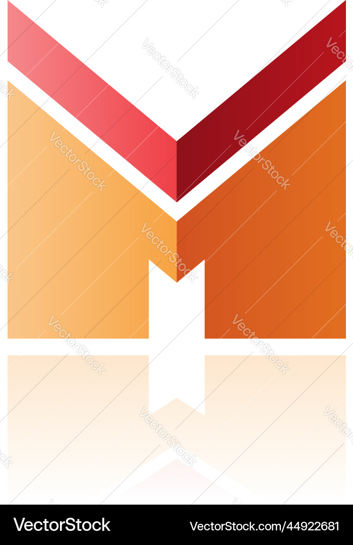 Red and orange letter m with a thick stripe Vector Image