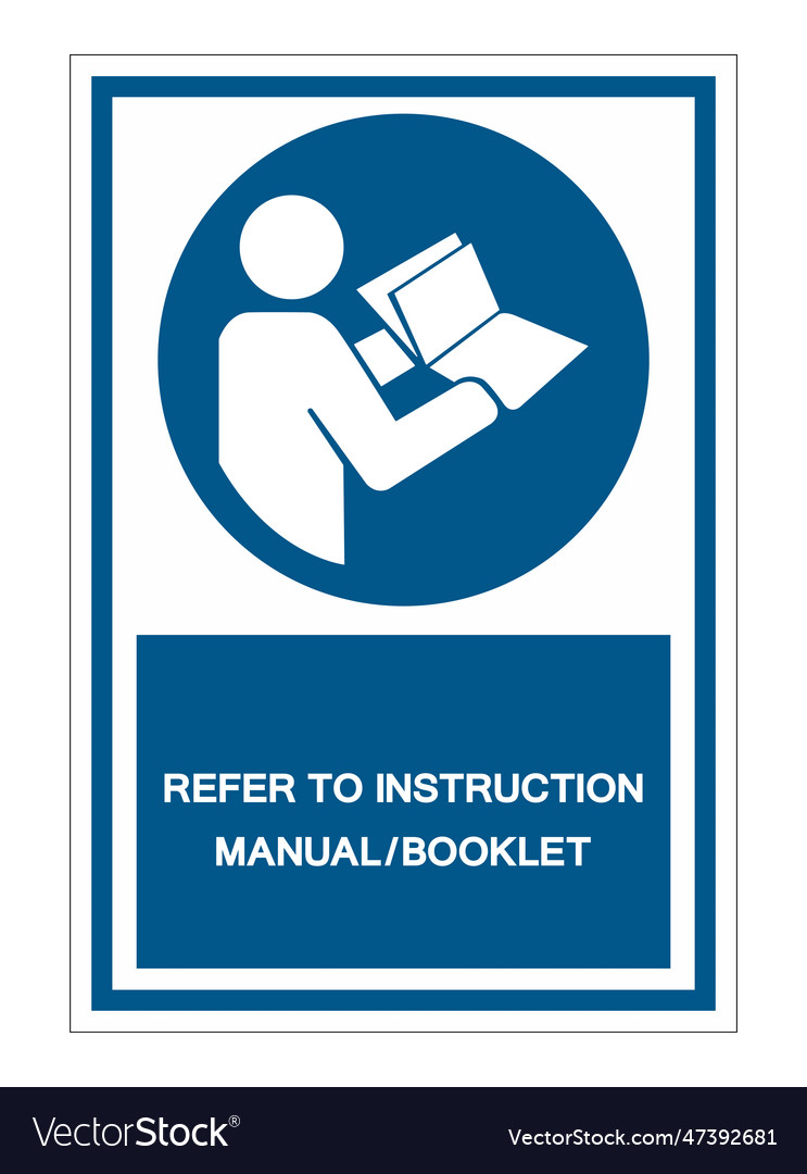 Refer instruction manual booklet symbol sign Vector Image
