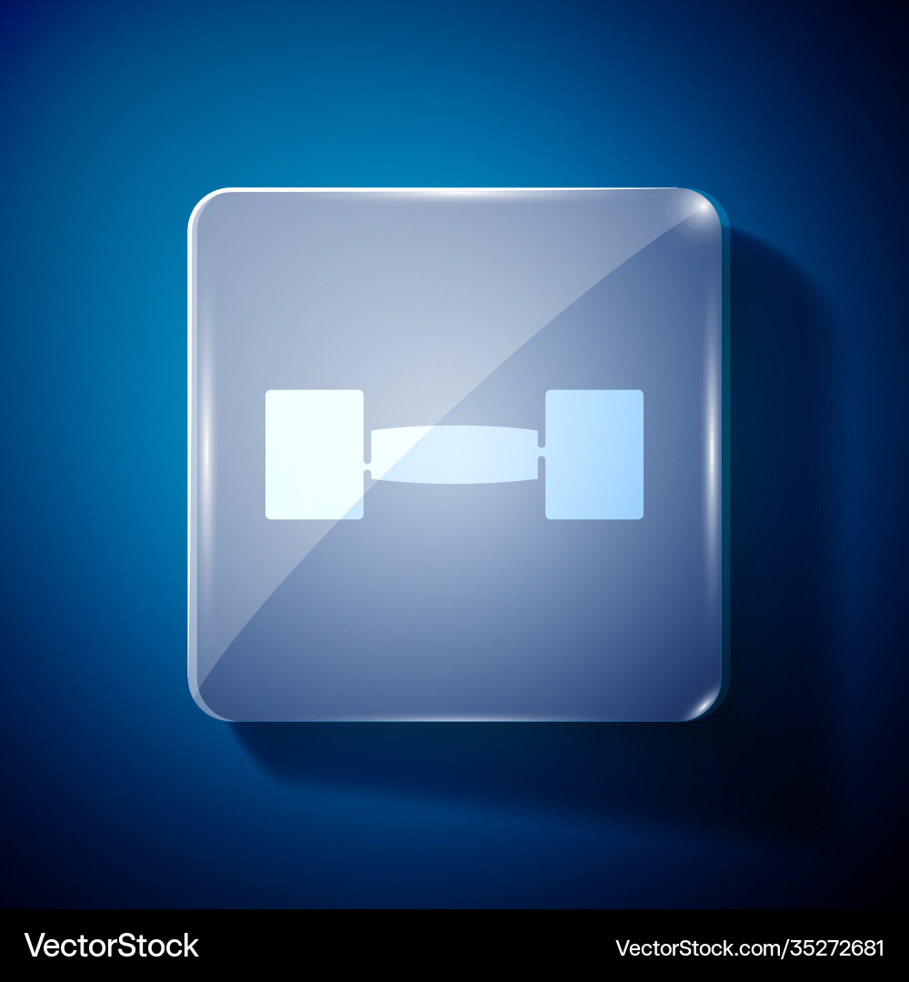 White dumbbell icon isolated on blue background Vector Image