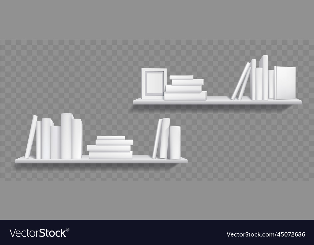 Books stacks on shelves for home interior Vector Image