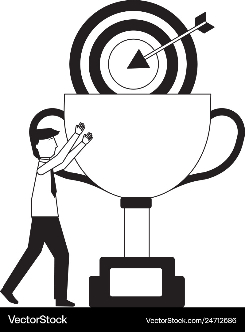 Businessman success trophy and target Royalty Free Vector
