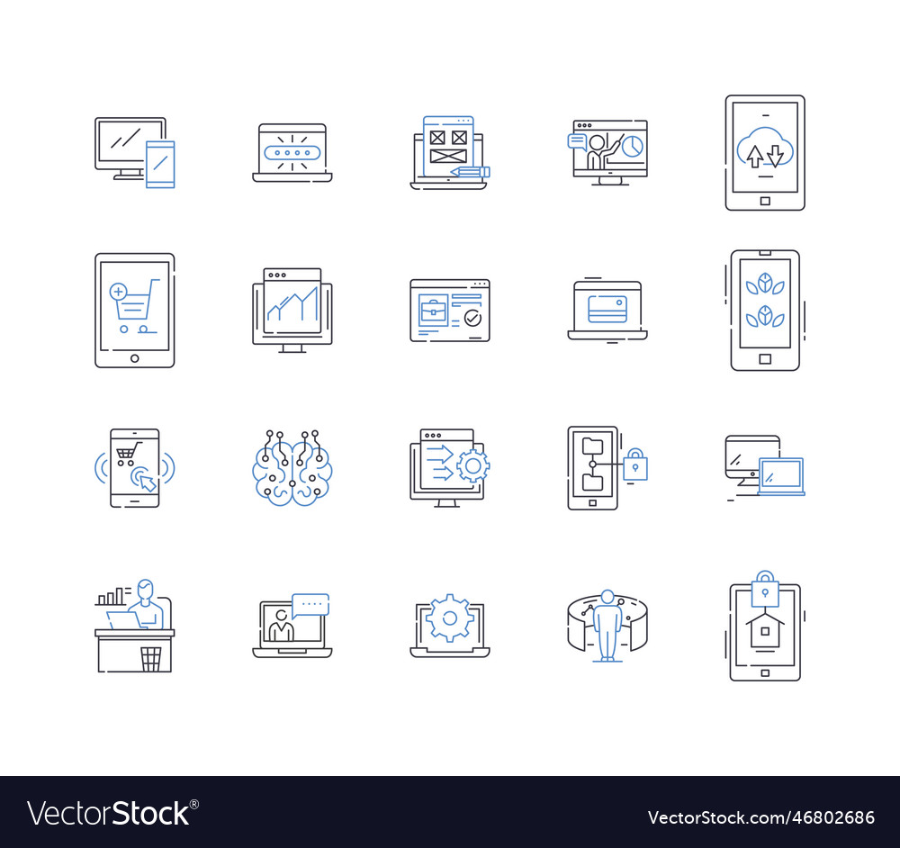 Cloud line icons collection virtualization Vector Image Cloud line icons collection virtualization Vector Image