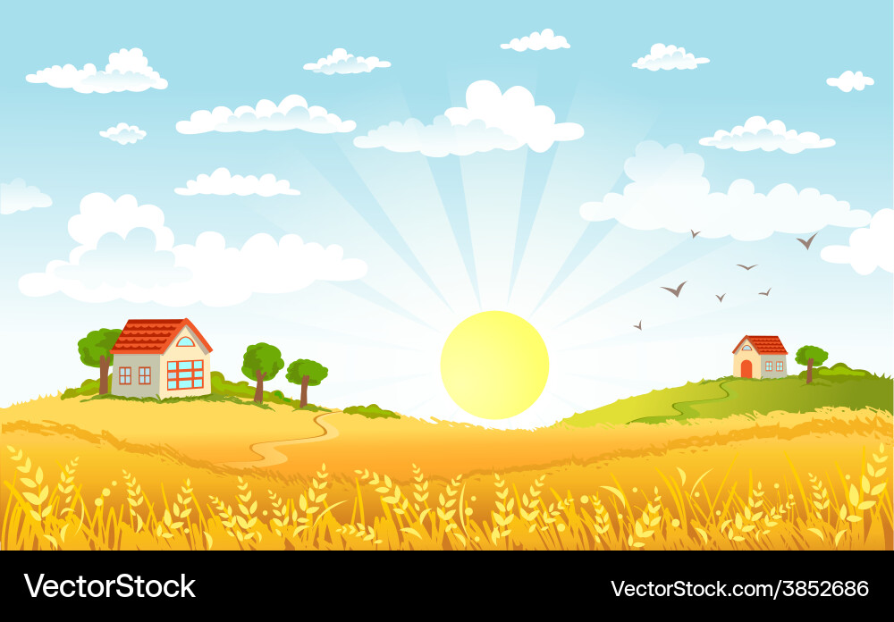 Countryside panorama in the morning Royalty Free Vector