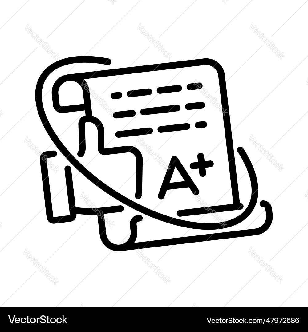 Exam result icon design in line style Royalty Free Vector