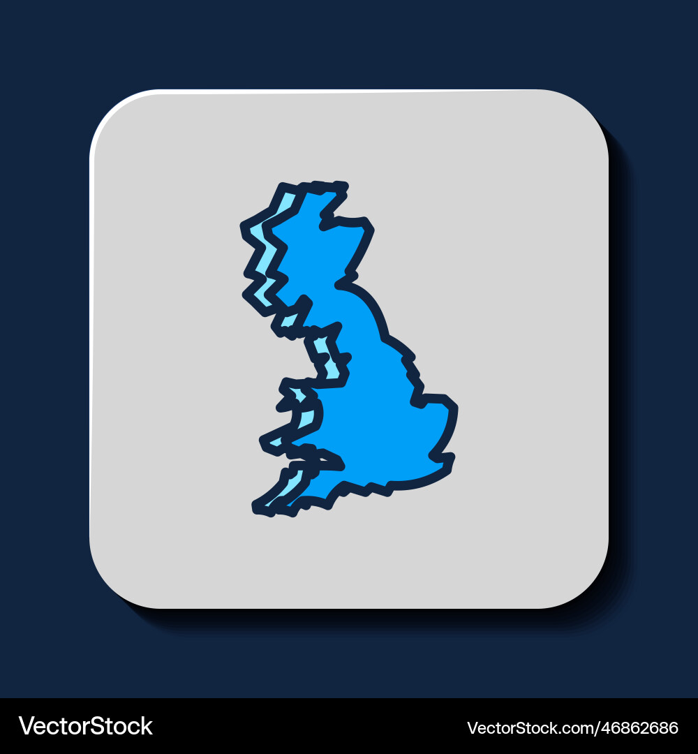 Filled outline england map icon isolated on blue Vector Image