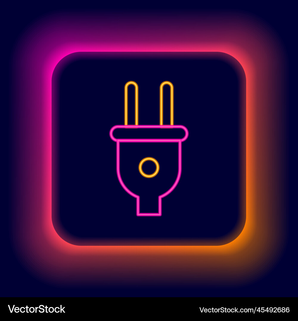 Glowing neon line electric plug icon isolated on Vector Image