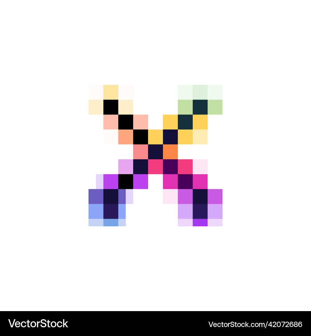 Hologram letter x logo with glitch distorted Vector Image