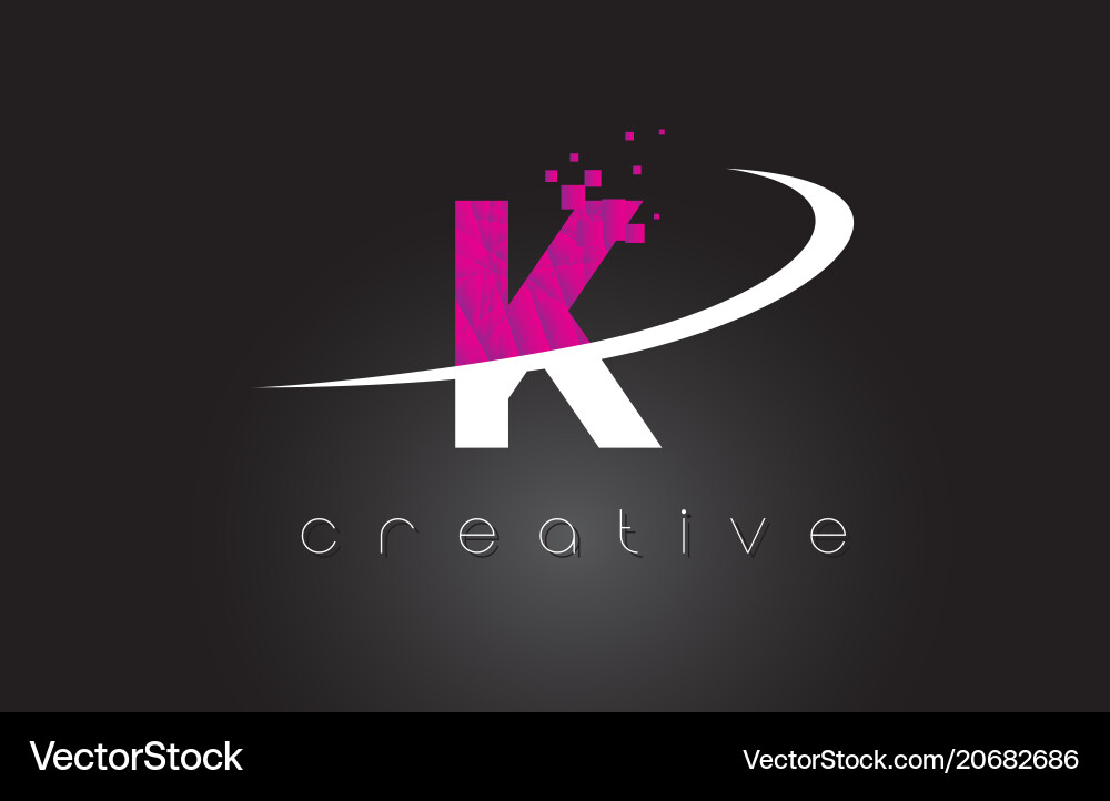 K creative letters design with white pink colors Vector Image