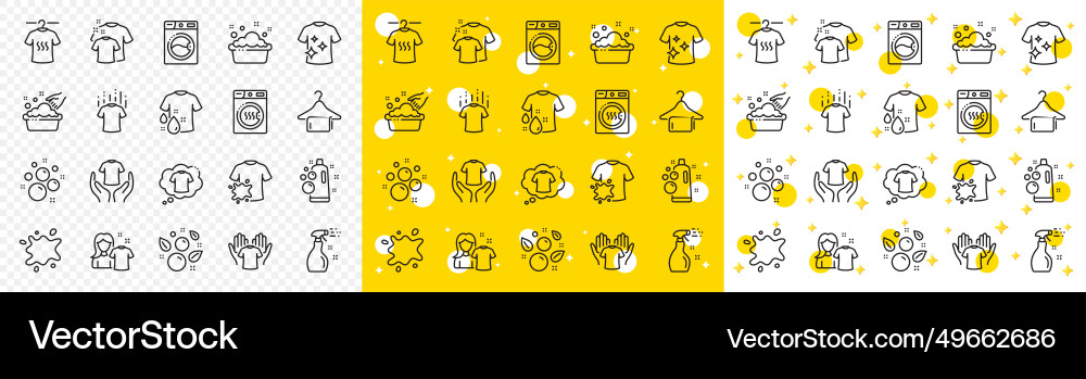 Laundry line icons dryer washing machine Vector Image