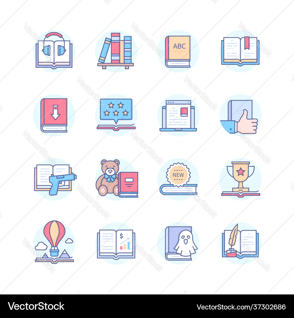 Reading mobile app - line design style icons set Vector Image